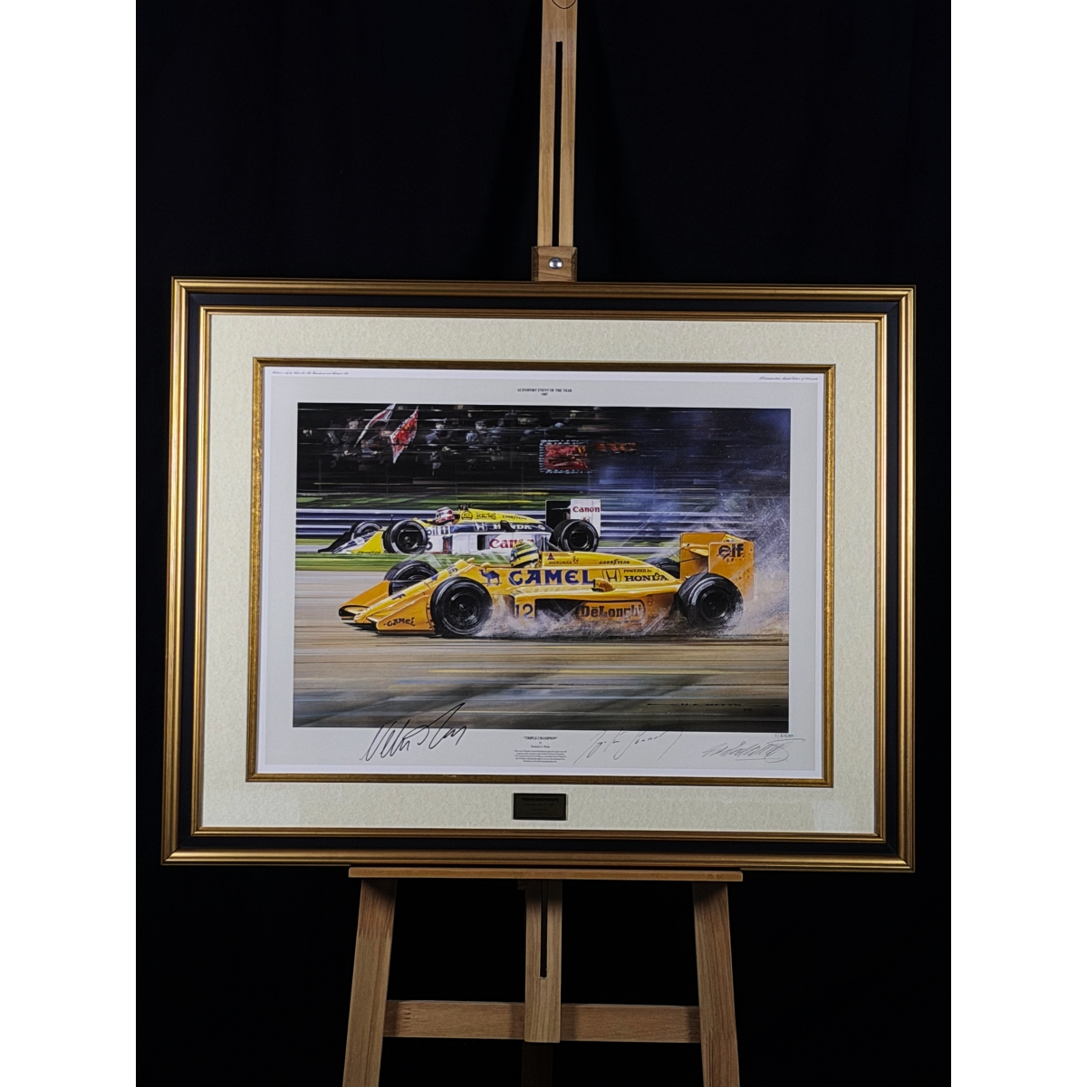 AYRTON SENNA, NELSON PIQUET E NIGEL MANSELL AUTÓGRAFOS – QUADRO TRIPLE ...
